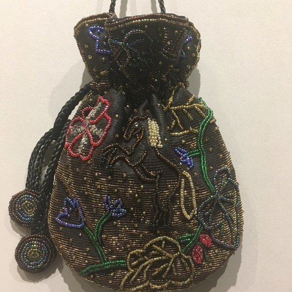 Bags | Vintage Boho Style Beaded Drawstring Bag | Poshmark
